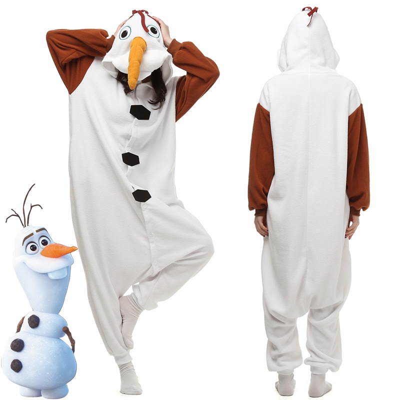 Adult Kigurumi Snowman Onesie Cartoon Olaf Cosplay Sleepwear Women Men ...