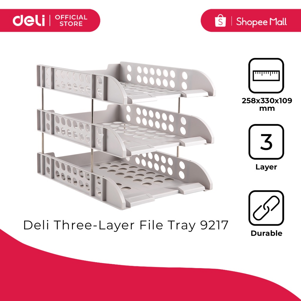 Deli 9217 File Organizer- Three-Layer File Tray (1PC) [75219217WH ...