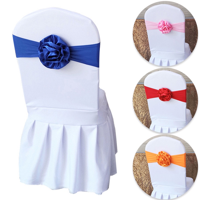 Elastic Polyester Chair Band Bow Sash Stretch Chair Sash Band With Big ...
