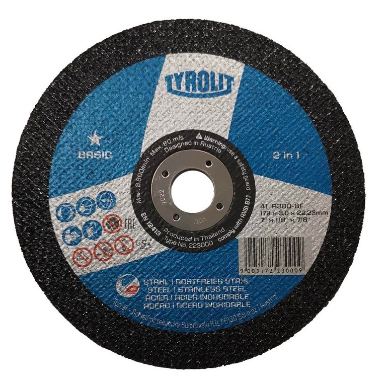 Tyrolit Original - TN.223.000 - Basic 1 Star - Straight Cut-Off Wheels 7" for 2-in-1 | Shopee ...