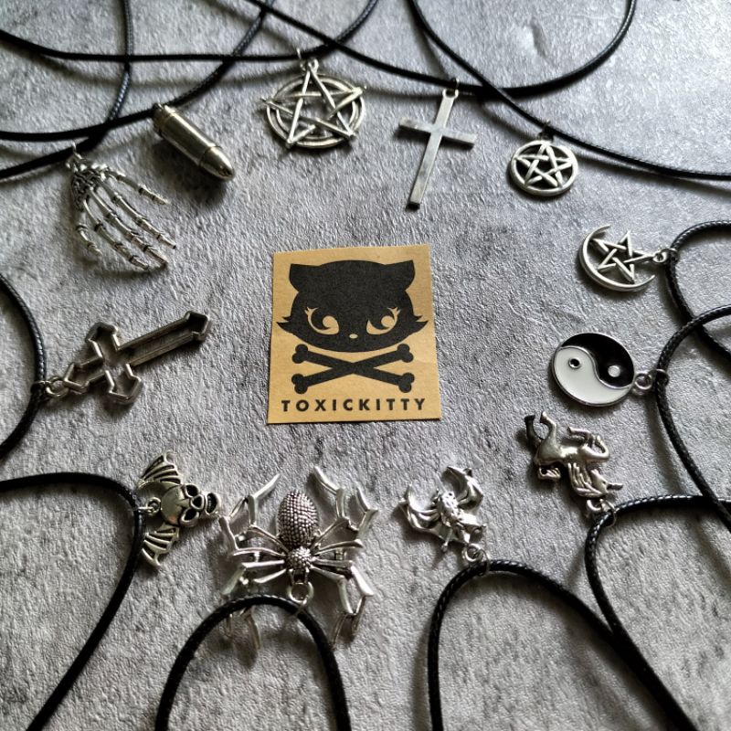 Punk Goth Charm Pendant Choker on Wax Cord Necklace | Shopee Philippines