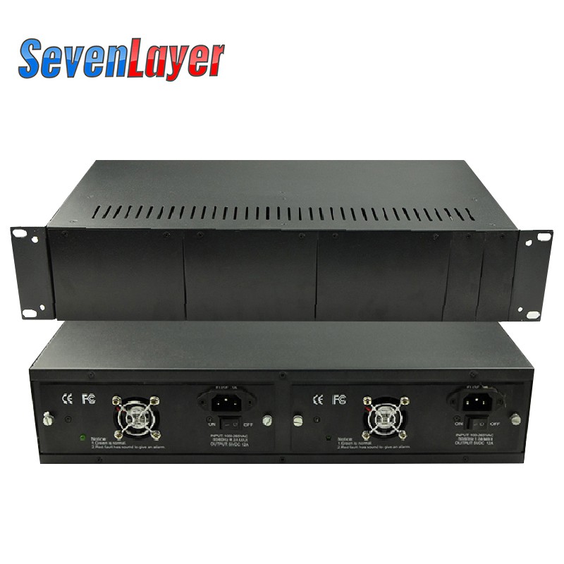 2U 14 slots rack-mounted chassis for unmanaged media converters fiber ...