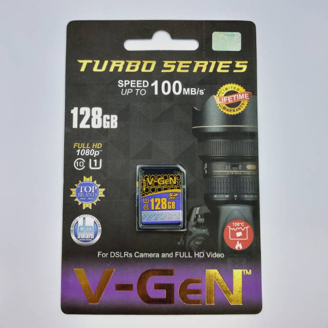 V-gen SD Card SD Card SDXC Vgen 128GB Class 10 Class10 TURBO SERIES Memory Card Camera Official ...