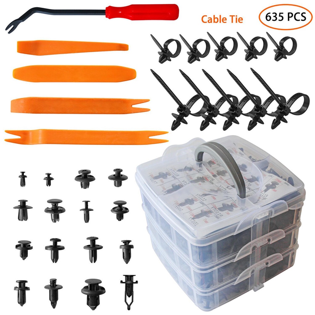 620pcs/box Auto Fastener Clip Nylon Material Mixed Car Body Push ...