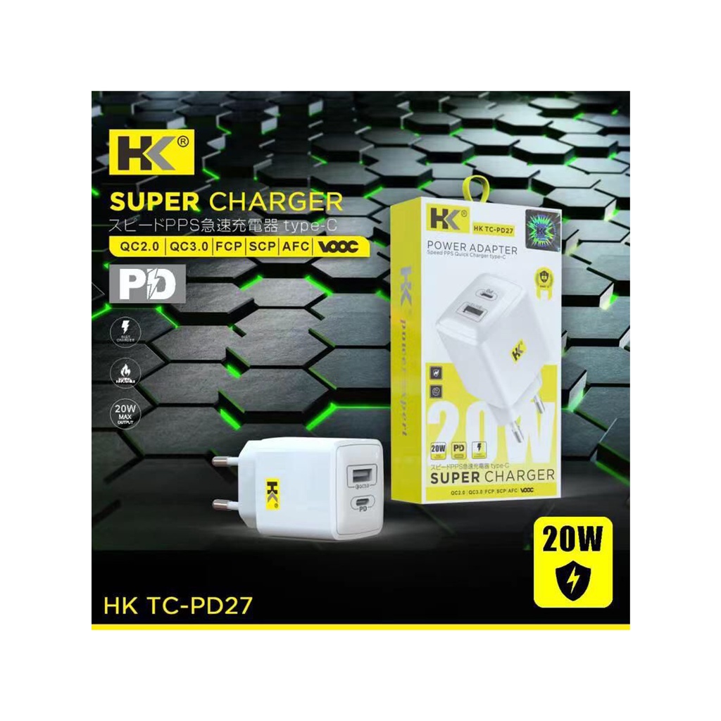 Hk PD27 USB & Type C PD Casing Charger Adapter Fast Charging Quick Charger 20W | Shopee Philippines