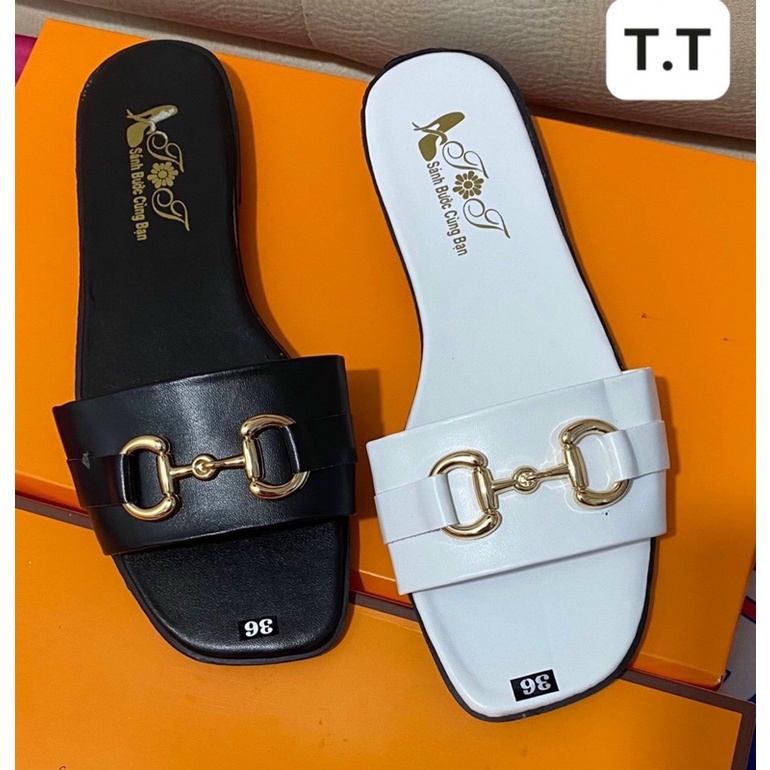 Women's Flat Slippers with Chain Link Straps (real photo) | Shopee ...