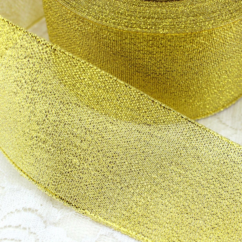 25 Yards/batch 50mm Christmas Packaging Ribbon Gold And Silver Ribbon ...