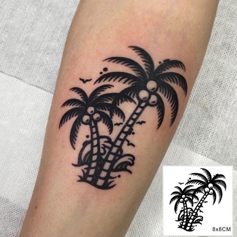 Coconut tree tattoos stick to ankles and wrists lasting ins society ...