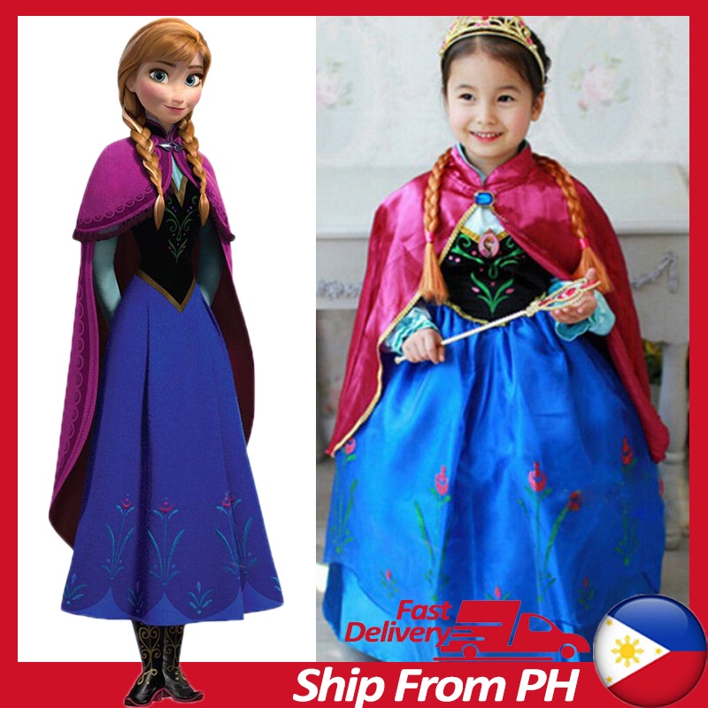 balloons Frozen Costume Anna Dress For Baby Girl 3-10 Years Old Anna ...