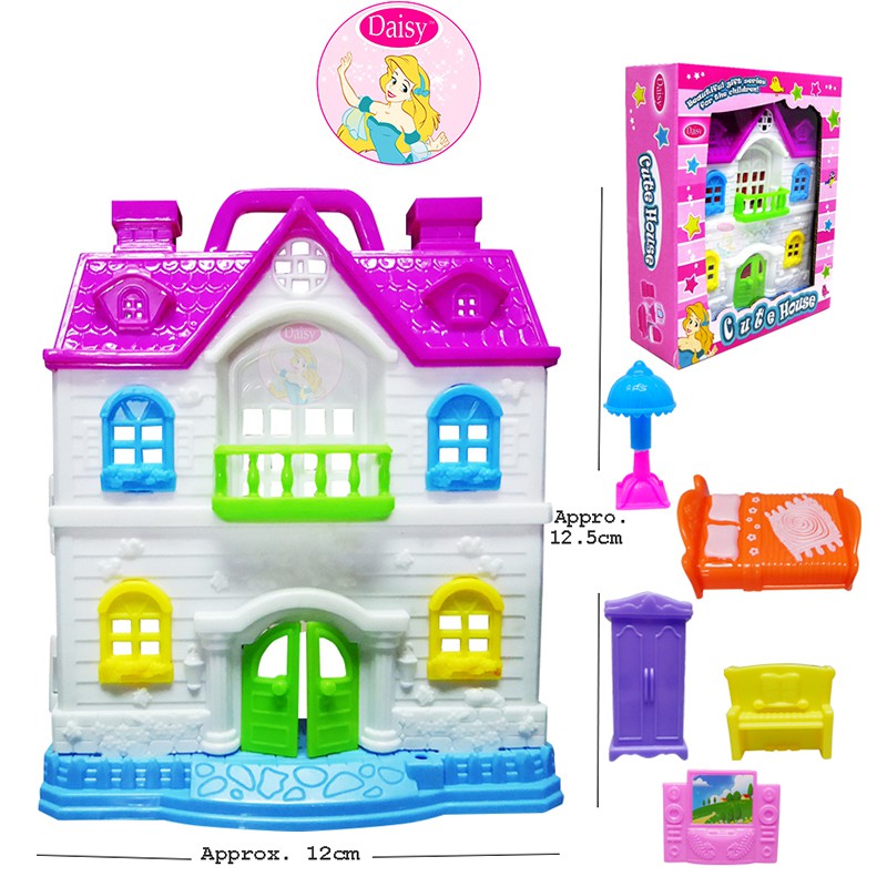 Daisy Toys Cute House Dollhouse w/ Furniture (9093DA) Raion Doll House ...