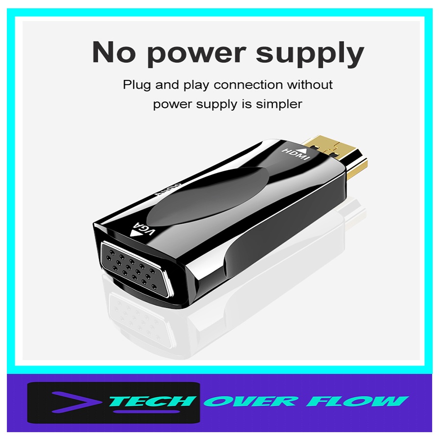 Hdmi to vga / hdmi to vga + audio / Tech Over Flow converter | Shopee ...