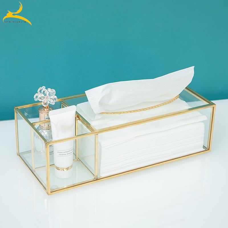 Gold Tissue Box Rectangular Clear Glass Paper Tissue Box for Home | Shopee Philippines
