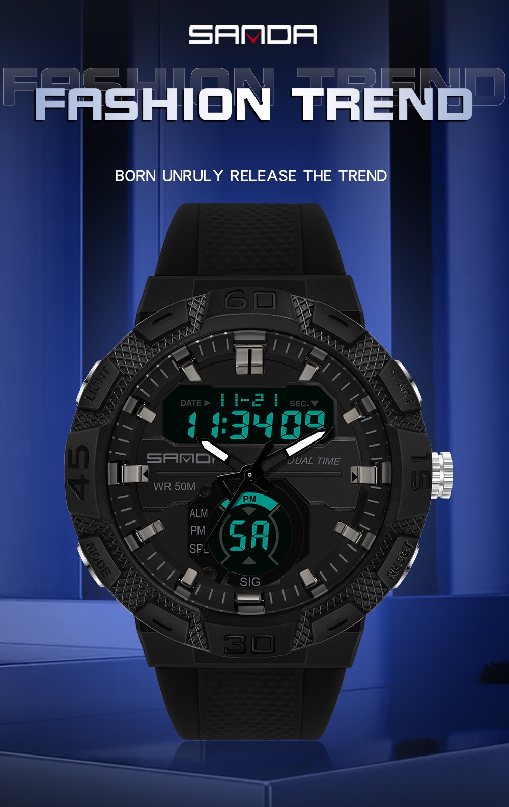 SANDA Top Luxury Watches Men Military Army Mens Watch Waterproof Sport ...