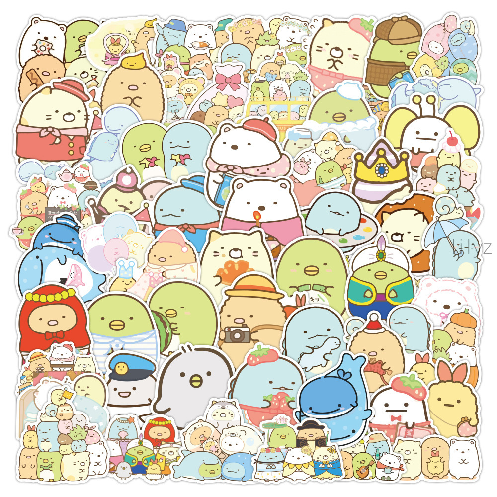 100pcs Sumikko Gurashi Stickers Waterproof Pvc Cartoon Laptop Suitcase