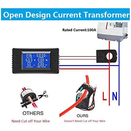 PZEM-022 AC 220V100A Single Phase Digital Ampermeter Power Energy ...