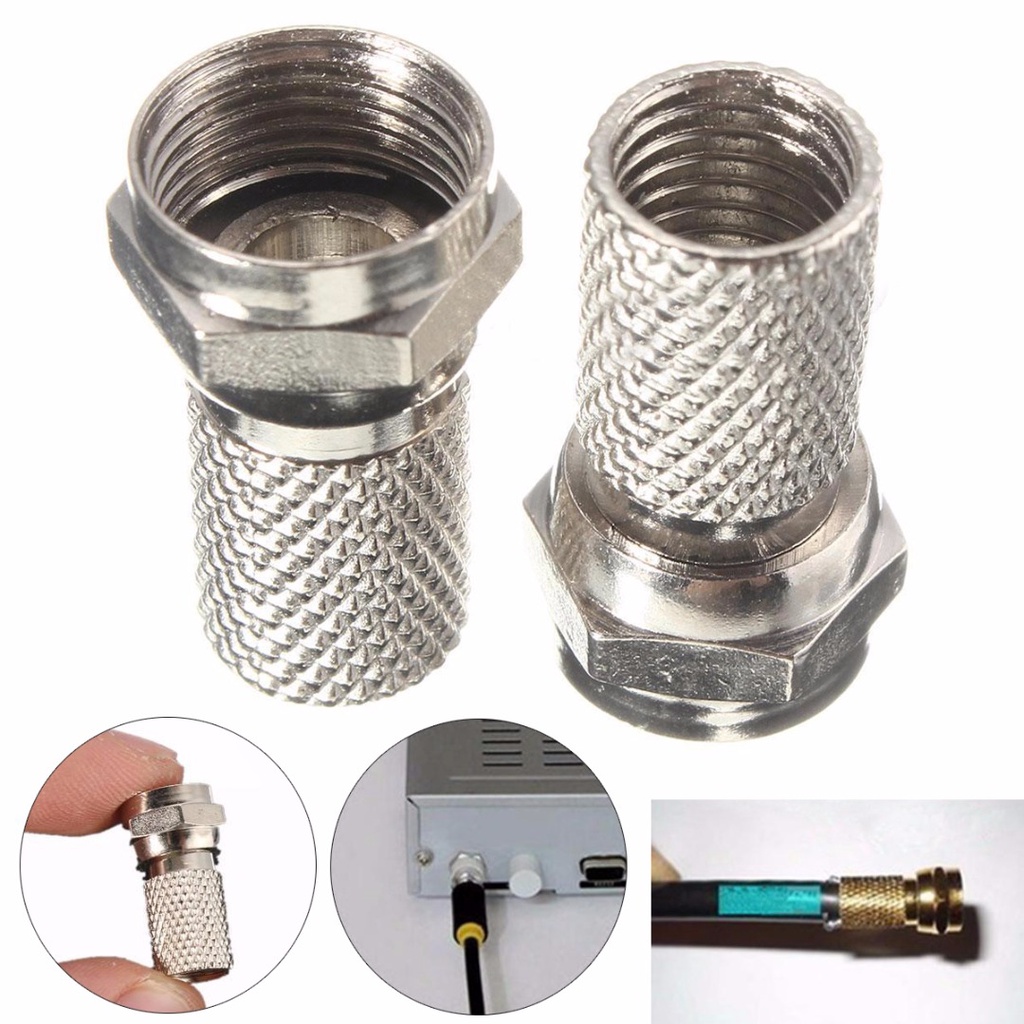 10pcs RG6 F Plug Connector Satellite Sky Virgin TV Aerial Cable Screw ...