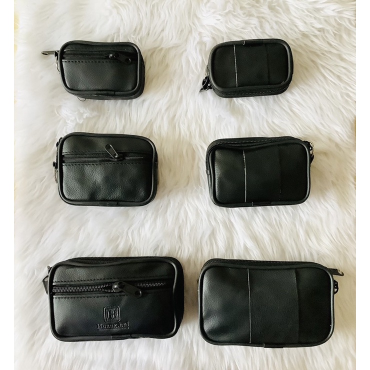 Black Leather Wallet Belt Coin Purse 2 and 3 Zipper - 3 Sizes for men ...