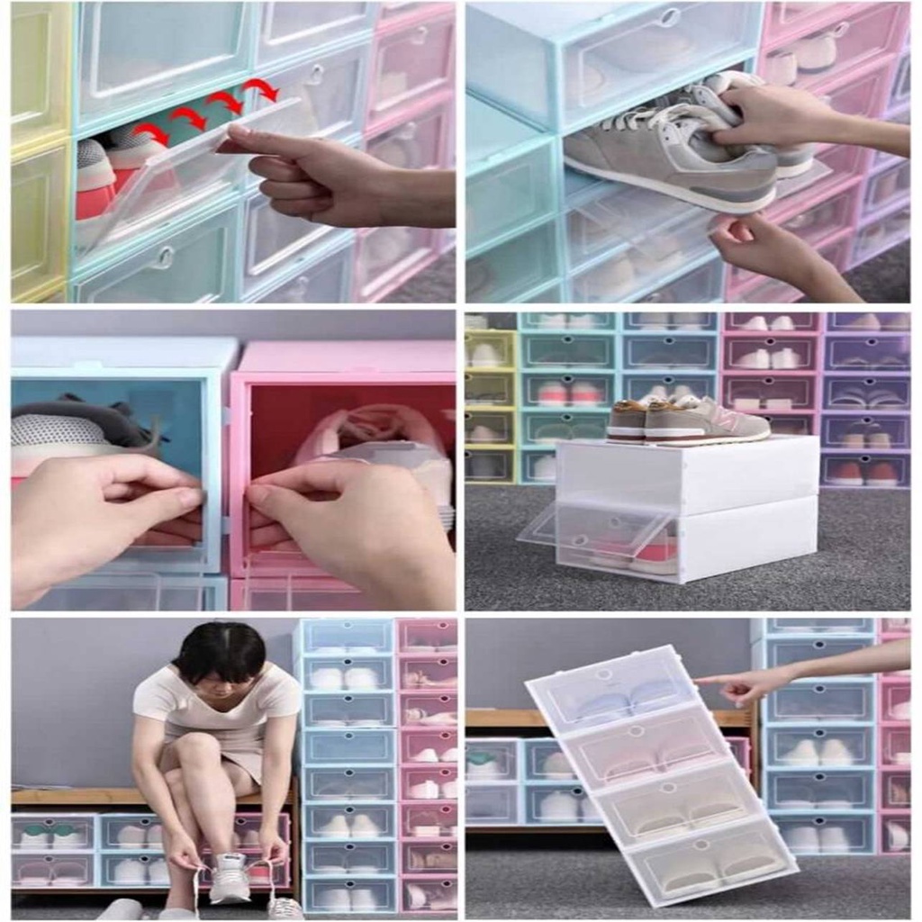 E5 Shoe Box Folding Shoe Rack Plastic Shoe Box Organizer Shoe Box ...