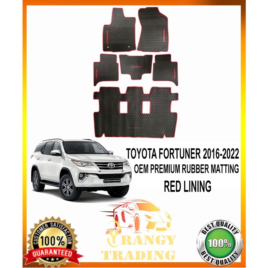 Toyota Fortuner 2016 to 2023 OEM Premium Rubber Matting Red Lining 2017 ...