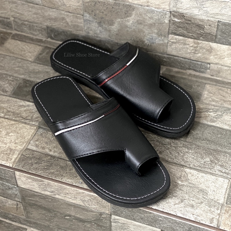 Faux Leather One Finger Pambahay Indoor Slippers for Men - MADE IN ...