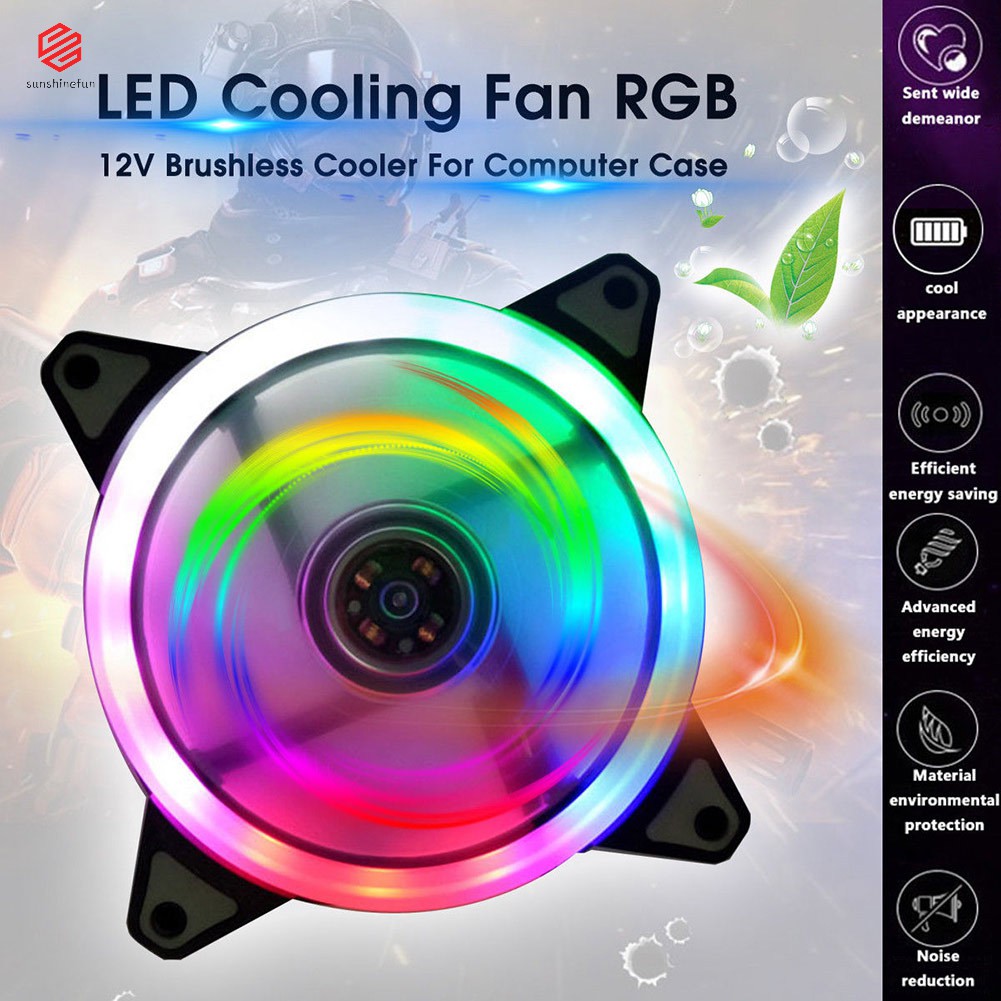 2022120mm LED Cooling Fan 12V 4Pin to 3Pin RGB Ultra Quiet Computer PC ...