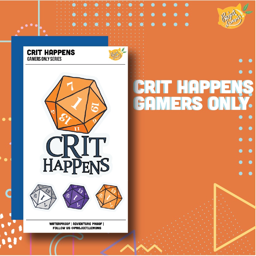Project Lemons - Crit Happens Dice DnD | Waterproof Stickers | Matte or ...