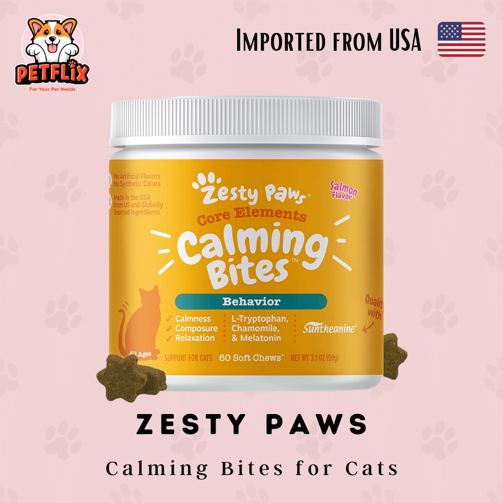 Zesty Paws Calming Bites for Cats – Calm & Composure Soft Chews with ...