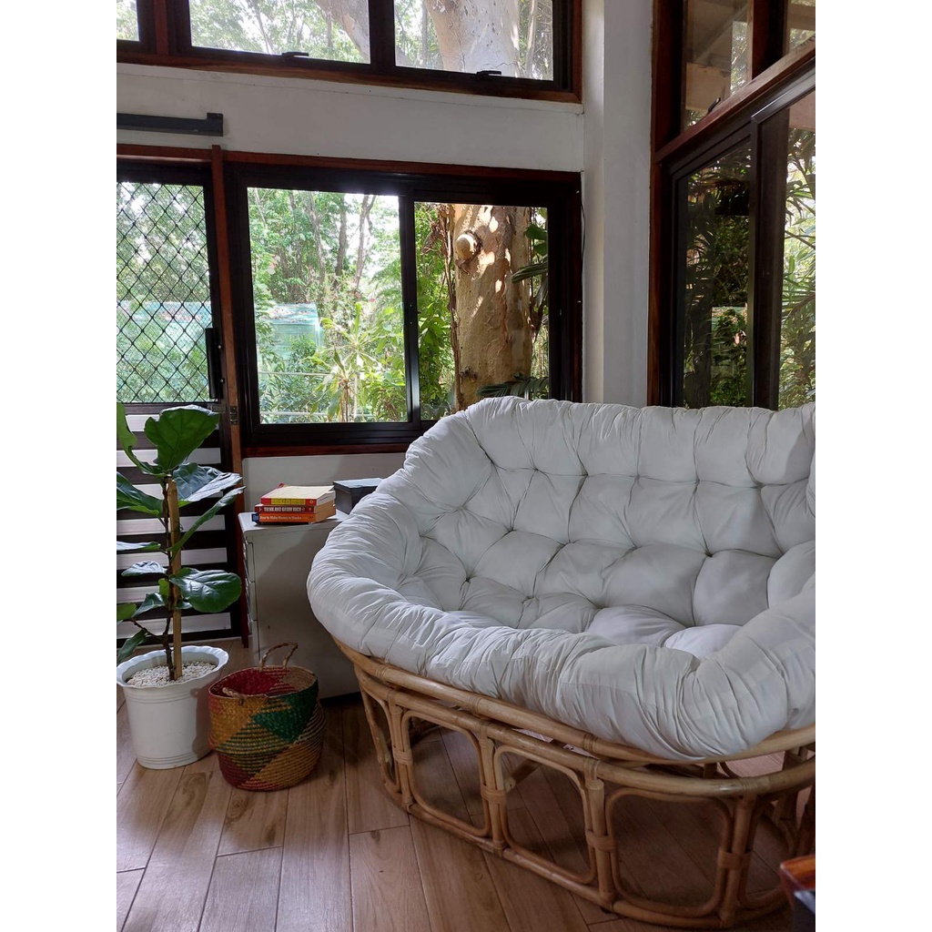 Ilokana Handicrafts Double Papasan Rattan Indoor Chair with Cushion ...