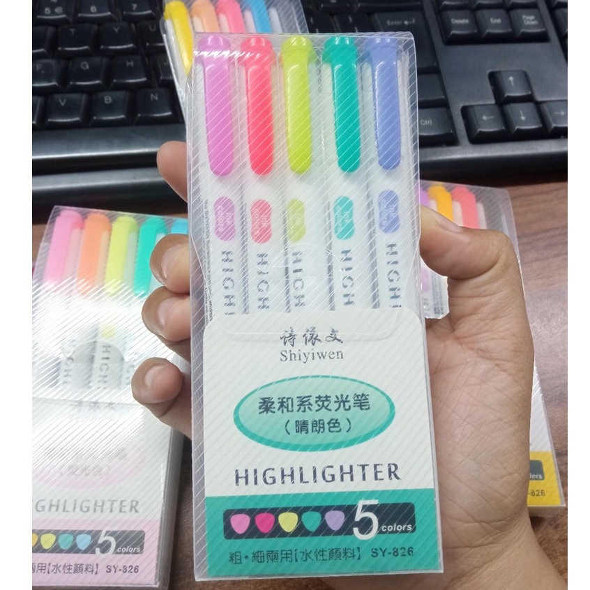 5Colors/Set Colors-Mildliner Highlighter Double-Sided Highlither Marker Pen | Shopee Philippines