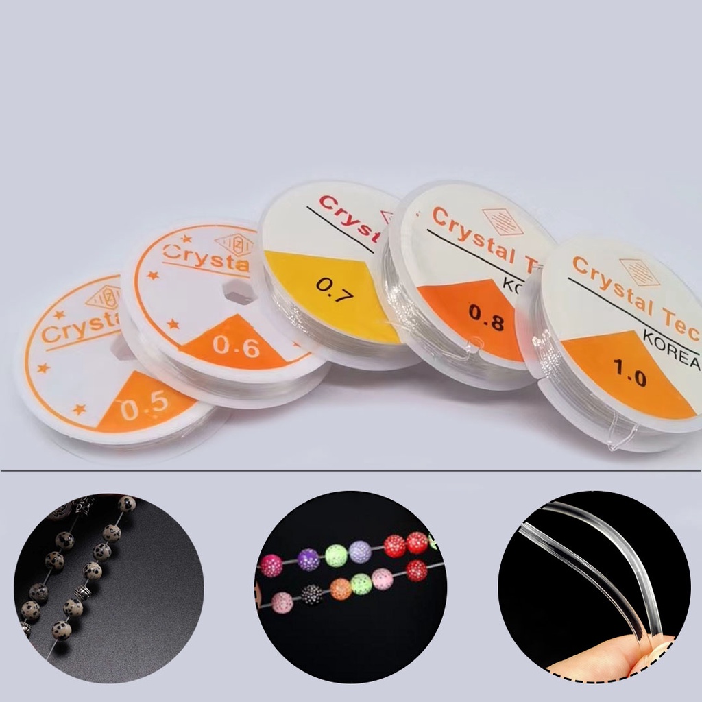 1 Roll 0.5-1.0mm Elastic Rope String Line Transparent Crystal Stretchy ...