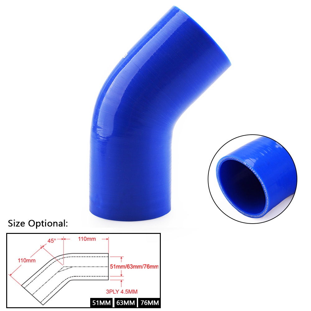 45 Degree Car Silicone Hose Reducer Joiner Coupling Intercooler Coolant ...