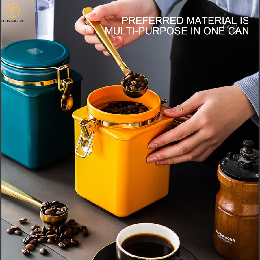 JJ 1100ML Airtight Coffee Canister Sealed Can Coffee Bean Storage ...