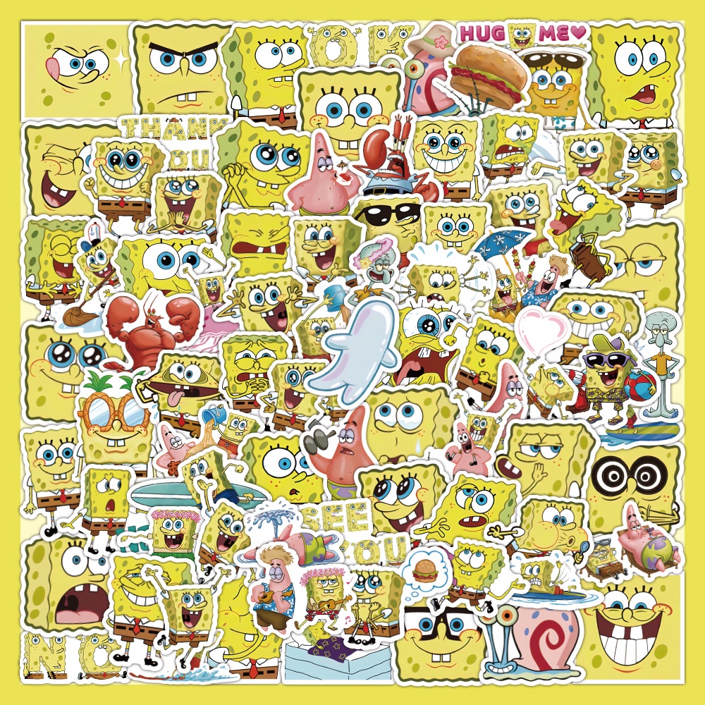 60pcs SpongeBob SquarePants Cartoon Graffiti Waterproof Stickers ...
