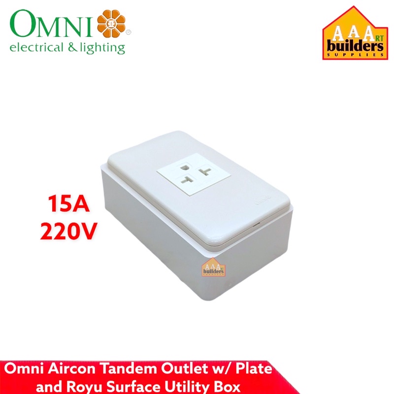 Omni Aircon Outlet Tandem w/ Plate or and w/ PVC Box 15A 220V | Shopee ...