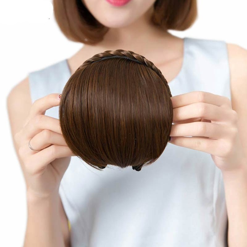Cute Braid Blunt Bangs Hair Head Band Wigs Natural Tidy Hairpieces ...