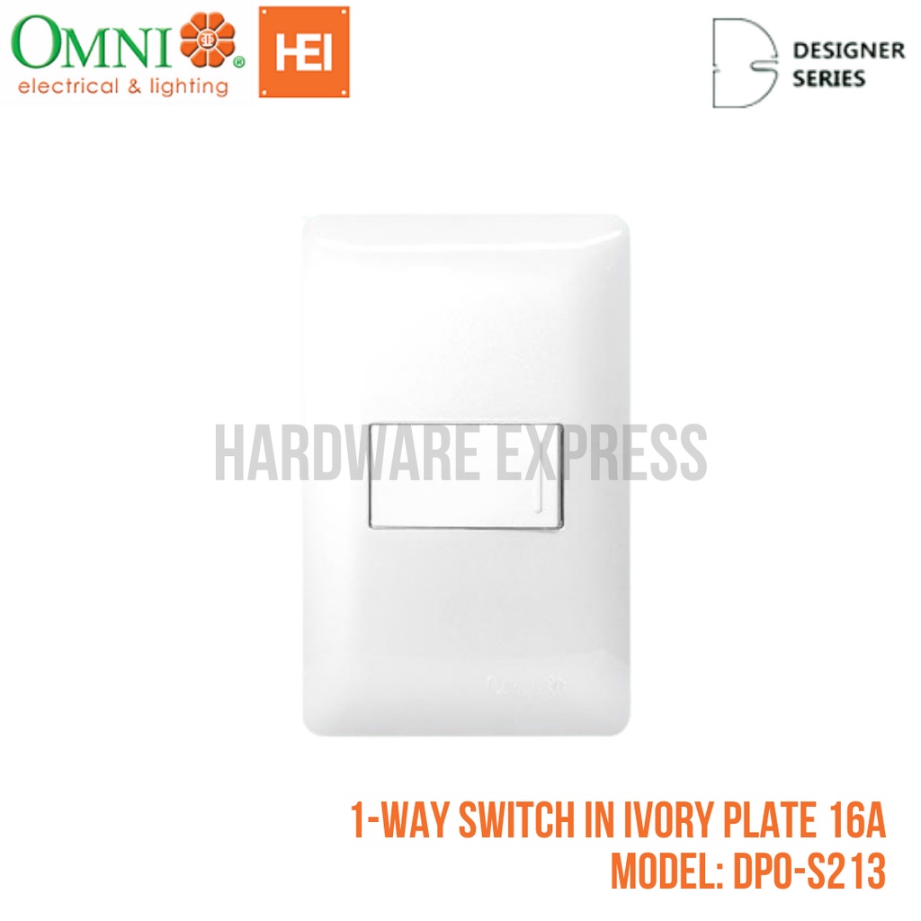 Omni Designer Series 1-Way Switch in Ivory Plate 16A (1 gang / 2 Gang ...