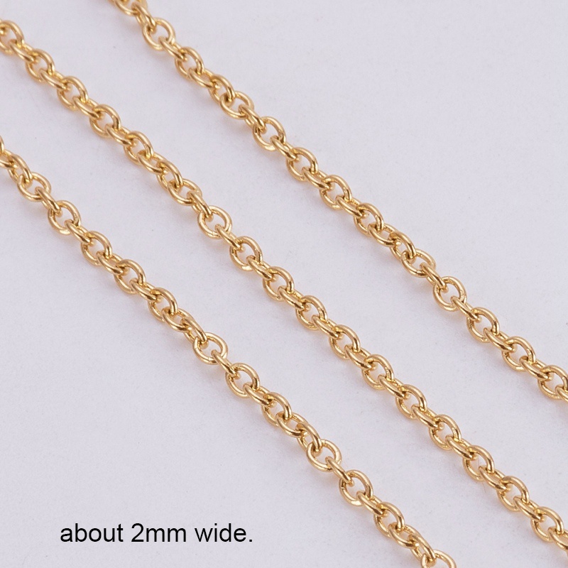 1m 304 Stainless Steel Curb Chains Unwelded Golden 5.5x4x0.8mm | Shopee ...