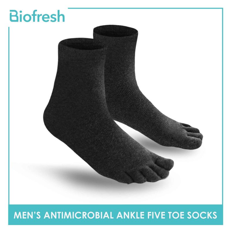 Biofresh RMTS4 Men's Antimicrobial Five Toe Ankle Sports Socks 1 pair ...