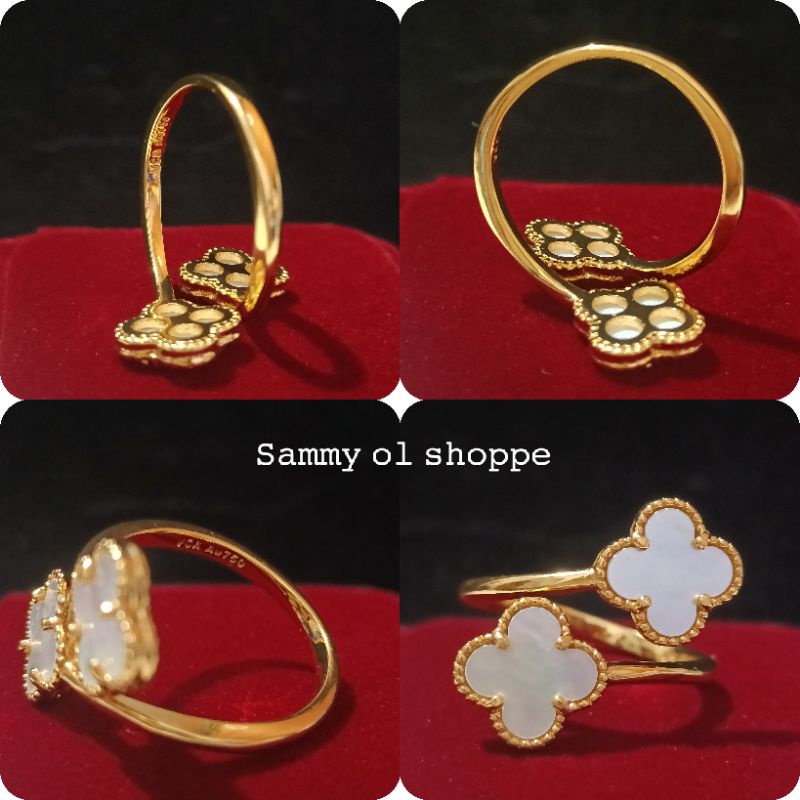 SOS 10mm DoUBLE MOTIF FOURLEAF CLOVER FLOWER RING | Shopee Philippines