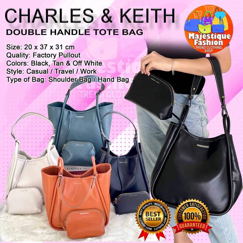 Chic Circle Handle Tote Bag with Bonus Pouch – Charles & Keith Women's Office Fashion | Shopee ...