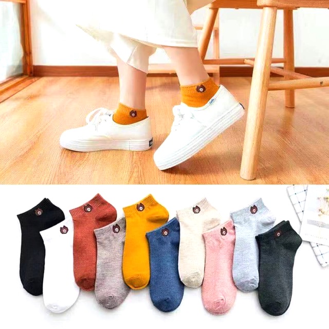 Korean Printed Bear Ankle Socks Unisex Fashion Iconic Socks | Shopee ...
