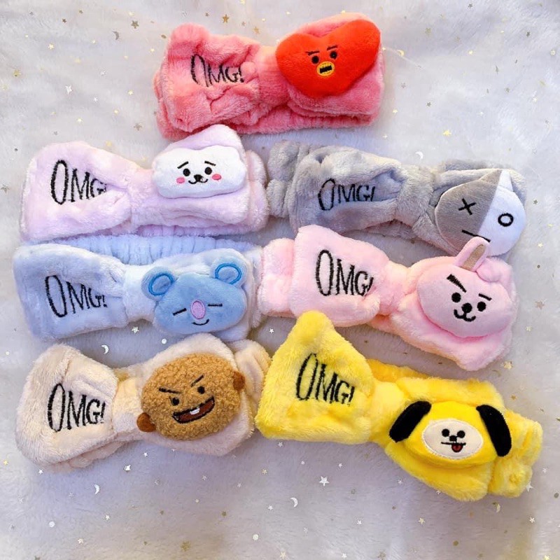 BTS BT21 OMG Cute Hair Band Face Wash Cleansing Headband washing turban ...
