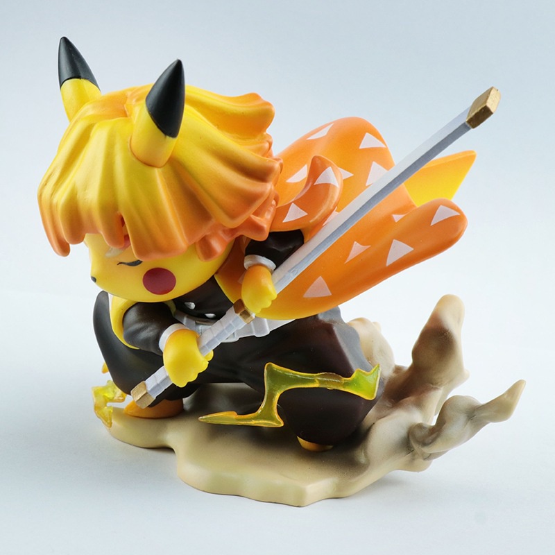 Pokémon Pikachu Cos Agatsuma Zenitsu Figure Toy Car Decoration GK Demon ...