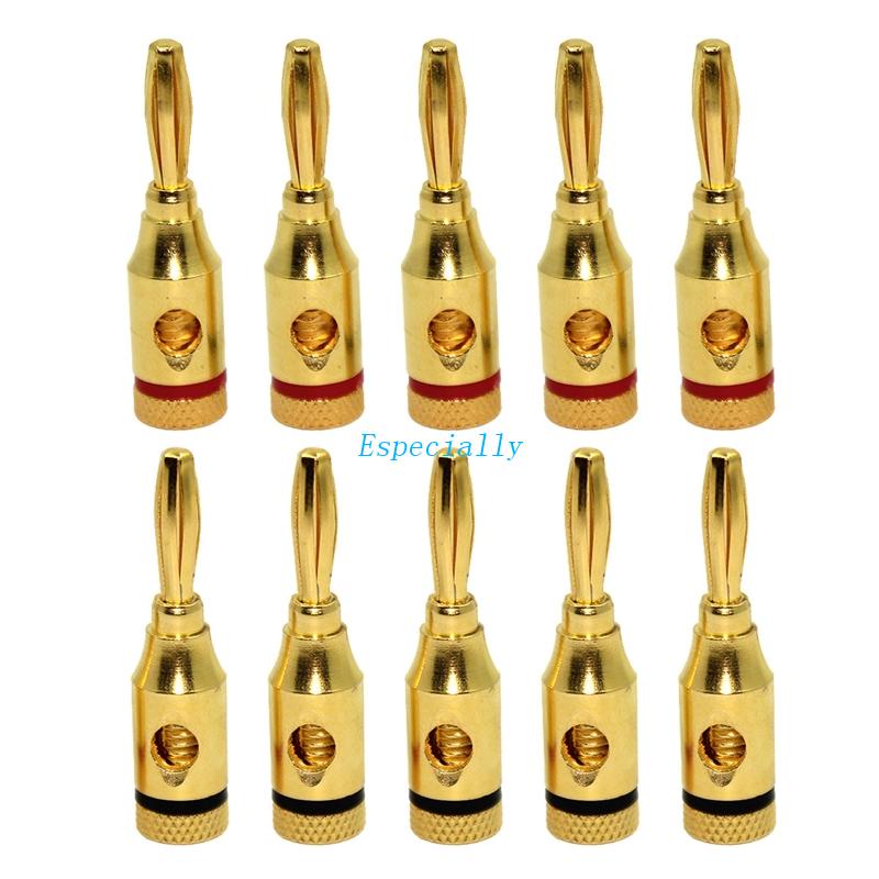 ESP 10 Pack 24K Gold Plated Speaker Banana Plugs Open Screw Type ...