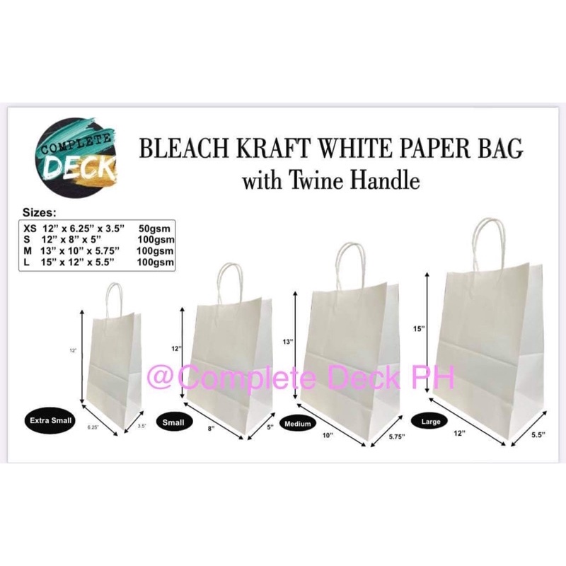 SALE: 50 pcs Bleached White Kraft Paper Bags 100 gsm! | Shopee Philippines