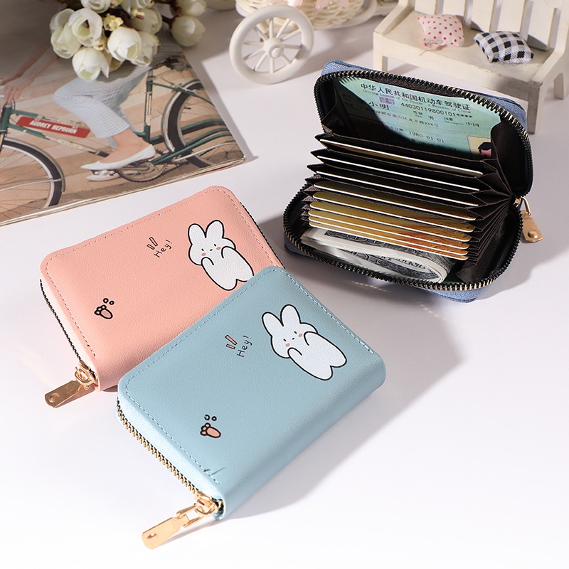 Ins Cute Cartoon Printed Credit Card Holder Zipper Wallet Small Coin ...