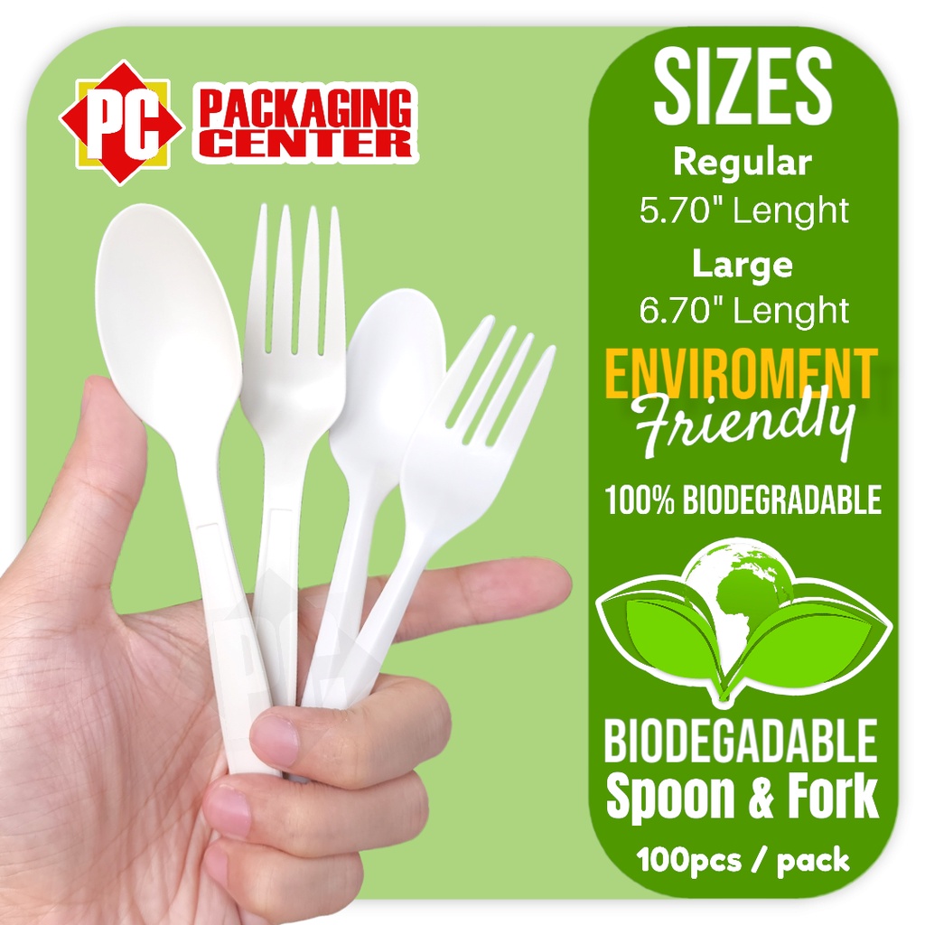 Biodegradable Cornstarch Spoon | Fork by 100pcs per pack, Pc Packaging ...