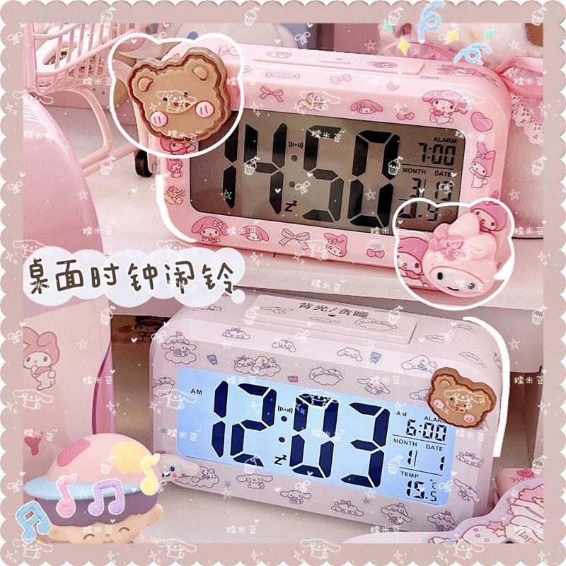 ins Soft Girl Kuromi Cinnamon Dog Melody Desktop Clock Timer LED With ...