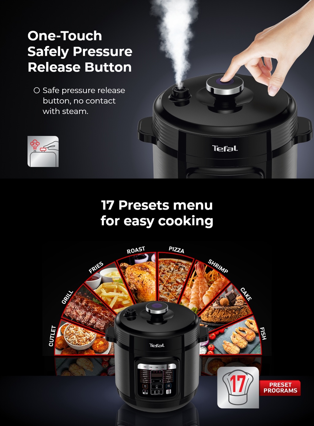 Tefal Home Chef Smart Electric Pressure Cooker CY601D65 Multicooker ...