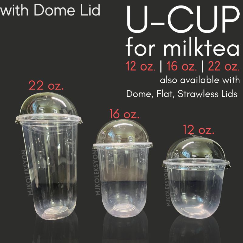 50pcs Plastic Ucup with Lid Set for Milktea, Frappe, Ice Coffee 95mm ...